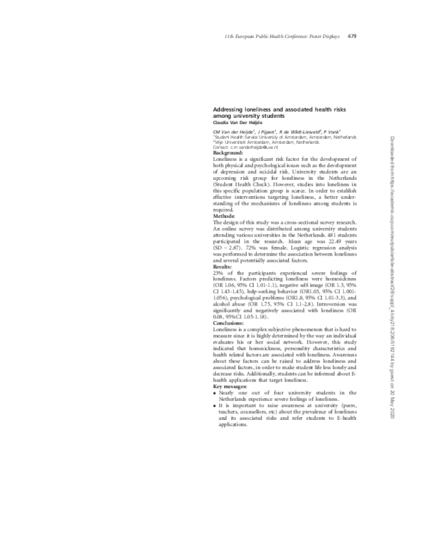 (PDF) Addressing loneliness and associated health risks among ...