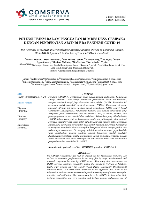 (PDF) Potensi UMKM dalam Penguatan BUMDES Desa Cempaka dengan ...