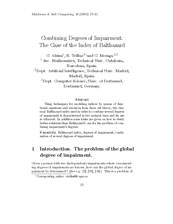 (PDF) Combining degrees of impairment: the case of the index of ...