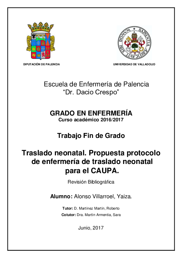 (PDF) Traslado neonatal. Propuesta protocolo de enfermería de traslado ...