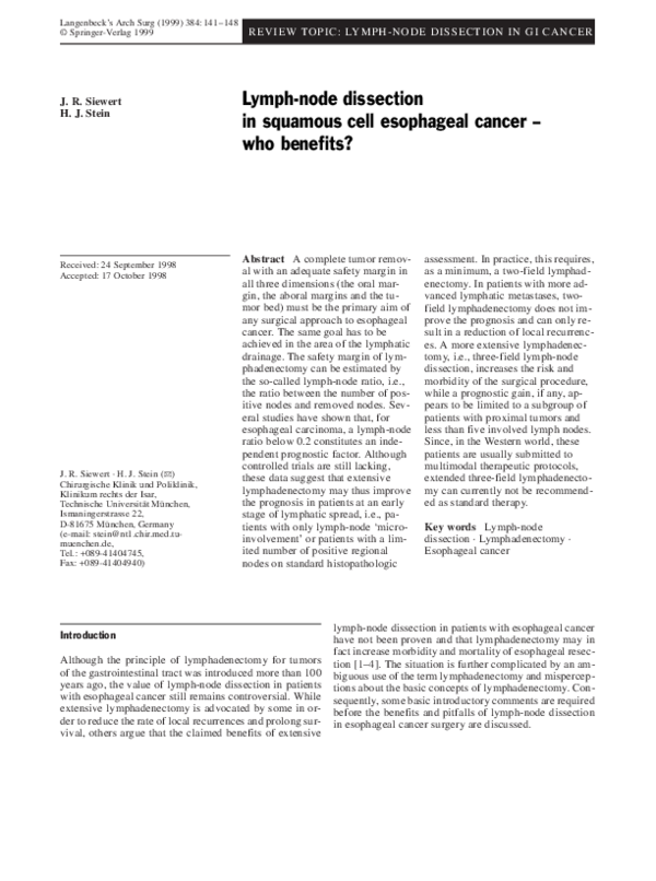 (PDF) Lymph-node dissection in squamous cell esophageal cancer - who ...