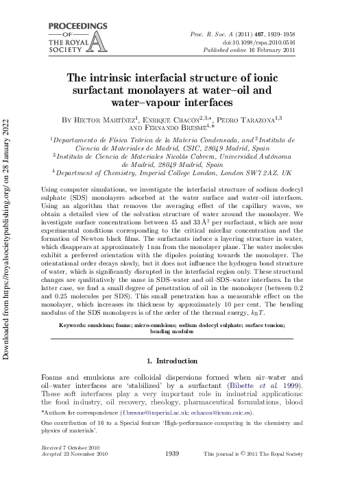 (PDF) The intrinsic interfacial structure of ionic surfactant ...