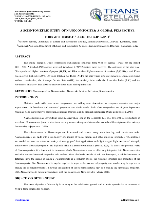 (PDF) A Scientometric Study of Nanocomposites: A Global Perspective