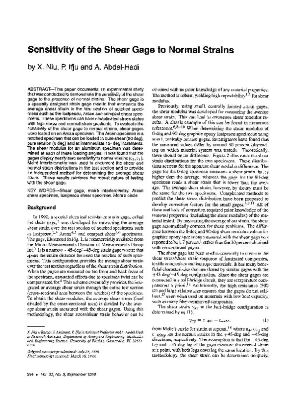 (PDF) Sensitivity of the shear gage to normal strains