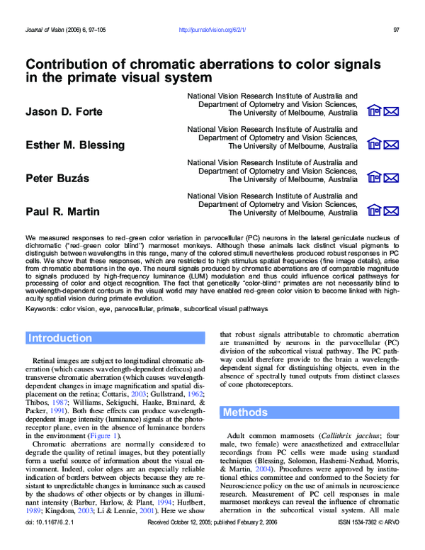 (PDF) Contribution of chromatic aberrations to color signals in the ...