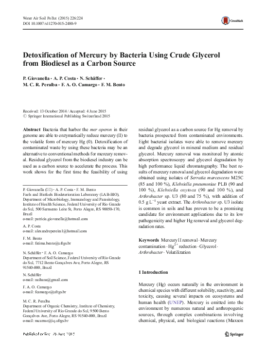 (PDF) Detoxification of Mercury by Bacteria Using Crude Glycerol from ...
