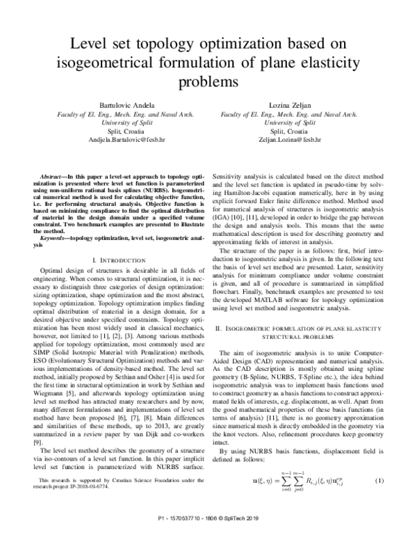 (PDF) Level set topology optimization based on isogeometrical formulation of plane elasticity ...