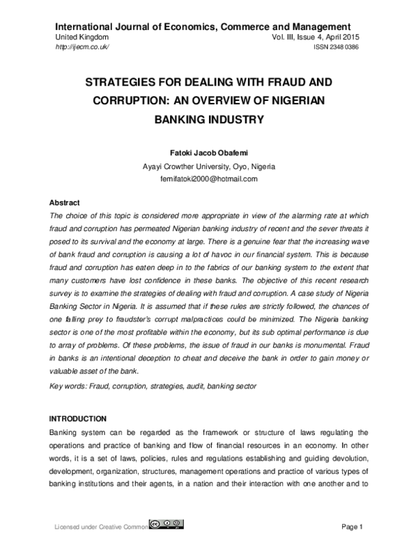 (PDF) Strategies for Dealing with Fraud and Corruption: An Overview of ...