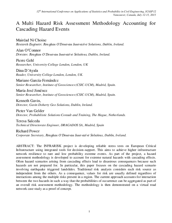 (PDF) A multi hazard risk assessment methodology accounting for ...