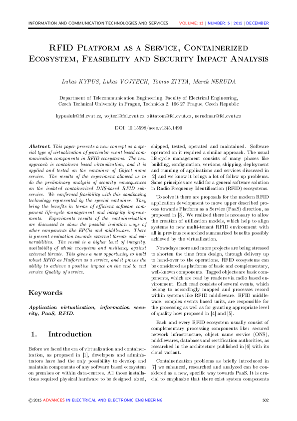 (PDF) RFID Platform as a Service, Containerized Ecosystem, Feasibility ...