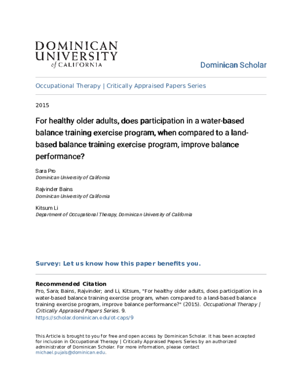 (PDF) For healthy older adults, does participation in a water-based ...