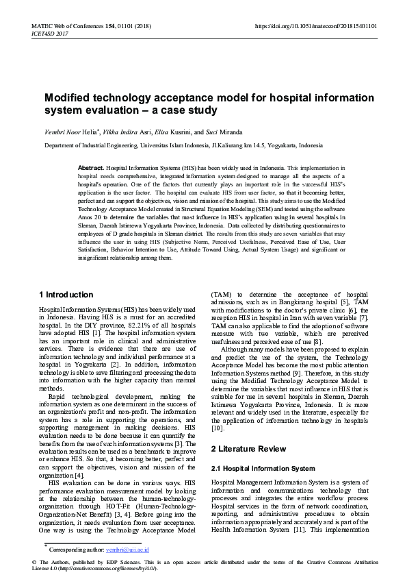 (PDF) Modified technology acceptance model for hospital information ...