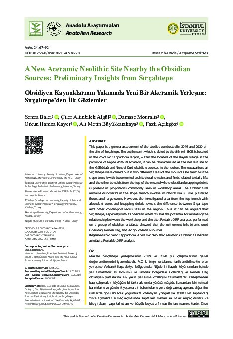 (PDF) A New Aceramic Neolithic Site Nearby the Obsidian Sources ...