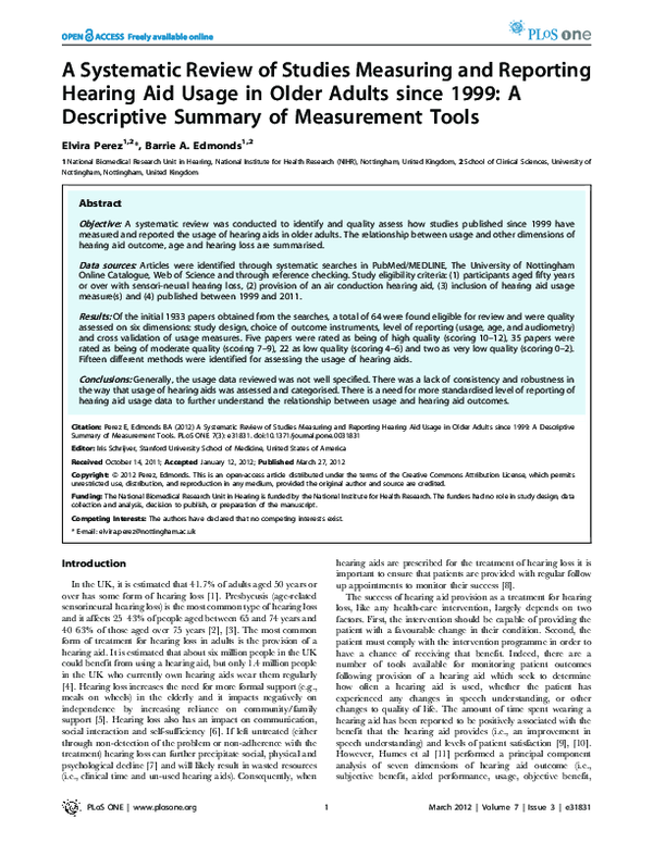 (PDF) A Systematic Review of Studies Measuring and Reporting Hearing Aid Usage in Older Adults ...