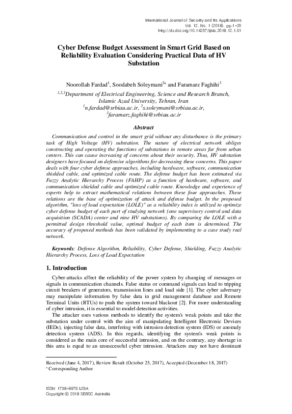 (PDF) Cyber Defense Budget Assessment in Smart Grid Based on ...