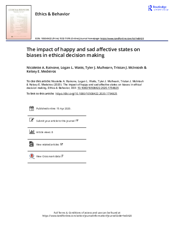 (PDF) The impact of happy and sad affective states on biases in ethical ...