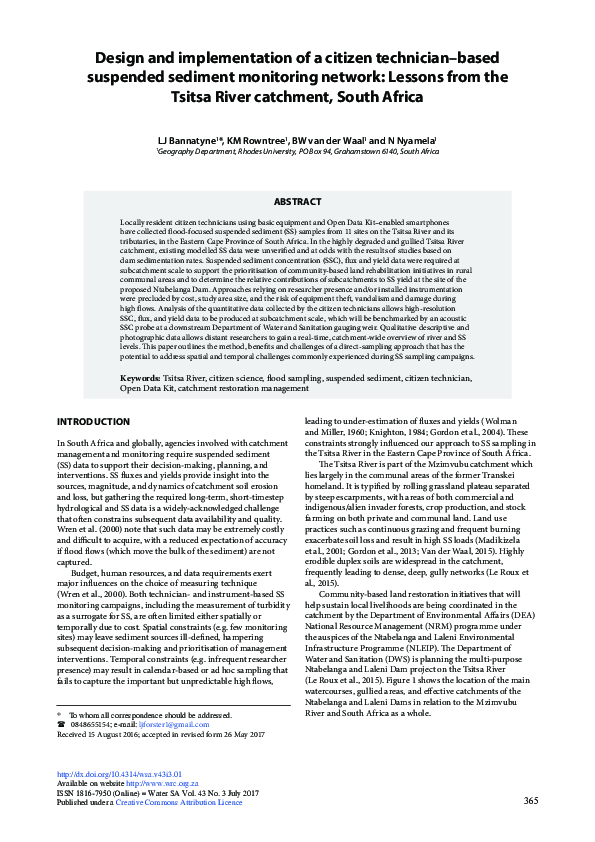 (PDF) Design and implementation of a citizen technician–based suspended ...