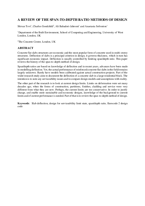 (PDF) A review of the span-to-depth ratio methods of design
