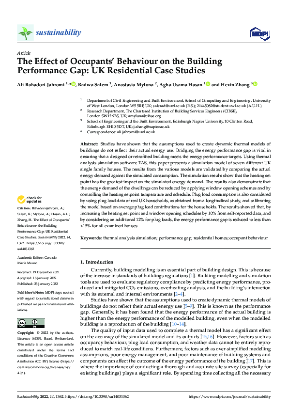 (PDF) The Effect of Occupants’ Behaviour on the Building Performance ...