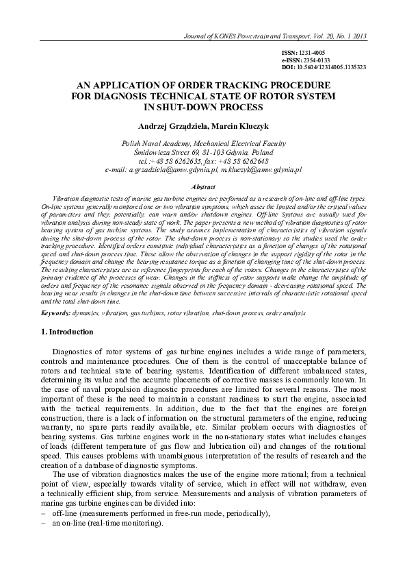 (PDF) An Application of Order Tracking Procedure for Diagnosis ...