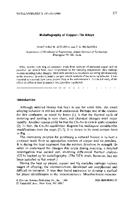 (PDF) Metallography of copper-tin alloys