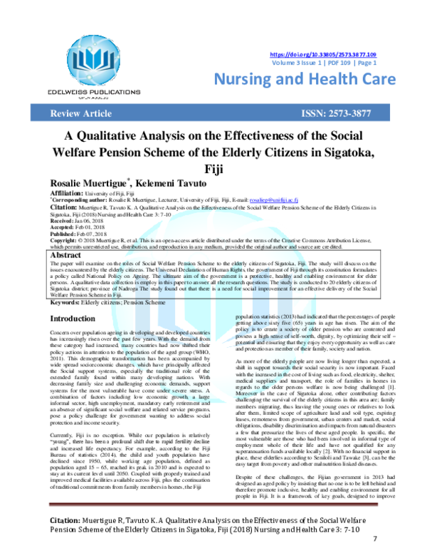 (PDF) A Qualitative Analysis on the Effectiveness of the Social Welfare ...