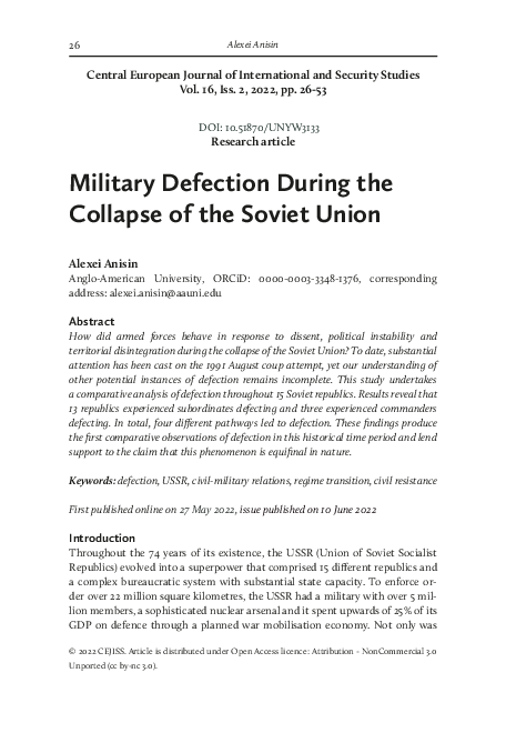 (PDF) Military Defection During the Collapse of the Soviet Union