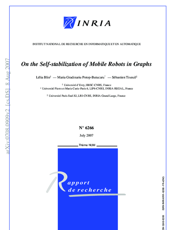 (PDF) Self-Stabilization Algorithms for Mobile Robots in Graphs