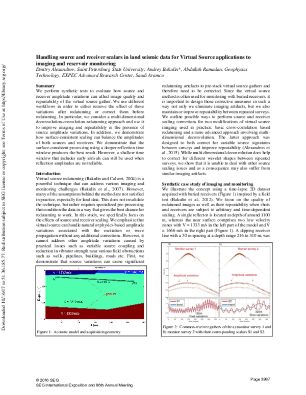 (PDF) Virtual source applications to imaging and reservoir monitoring