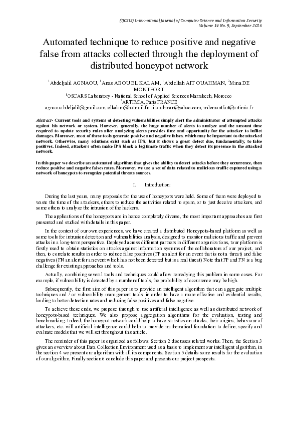 (PDF) Reduce positive and negative falses from attacks collected from the deployment of ...