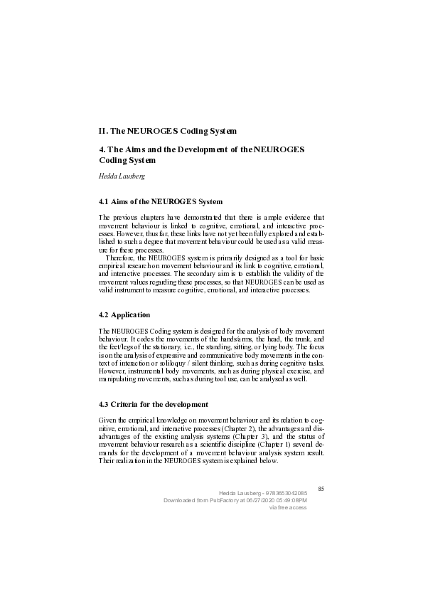 (PDF) II. The NEUROGES Coding System | Hedda Lausberg - Academia.edu