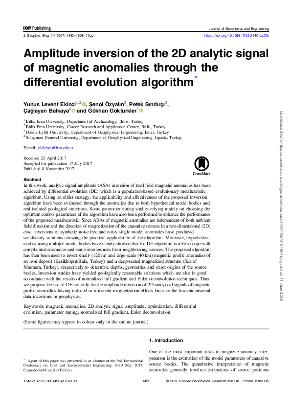 (PDF) Amplitude inversion of the 2D analytic signal of magnetic anomalies through the ...