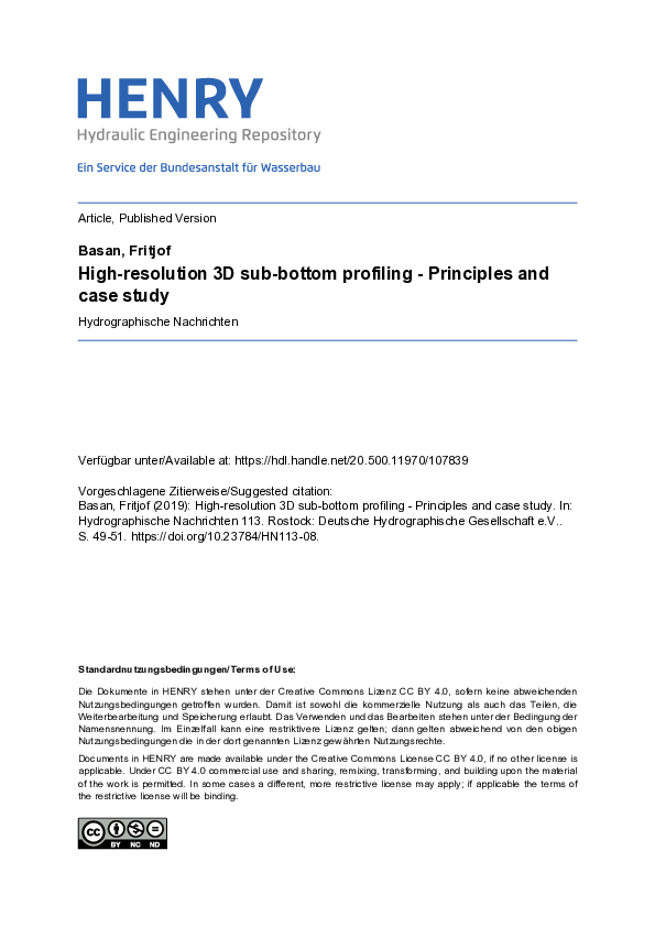 (PDF) High-resolution 3D sub-bottom profiling - Principles and case study