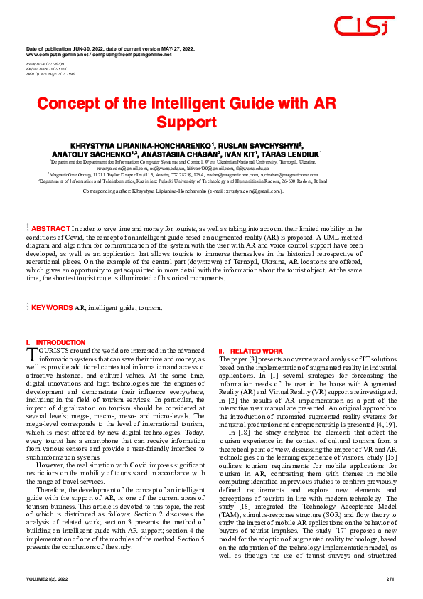 (PDF) Concept of the Intelligent Guide with AR Support