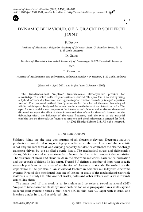 (PDF) Dynamic Behaviour of a Cracked Soldered Joint