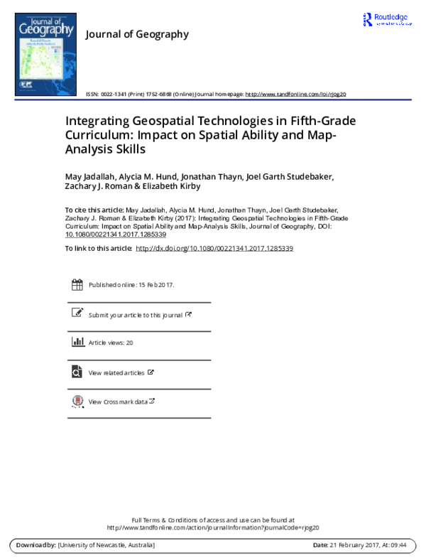 (PDF) Integrating Geospatial Technologies in Fifth-Grade Curriculum ...
