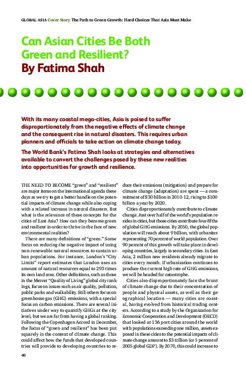 (PDF) Can Asian Cities Be Both Green and Resilient