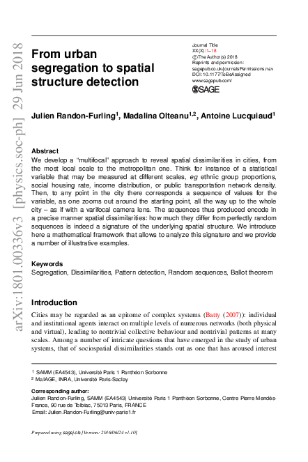 Pdf From Urban Segregation To Spatial Pattern Detection