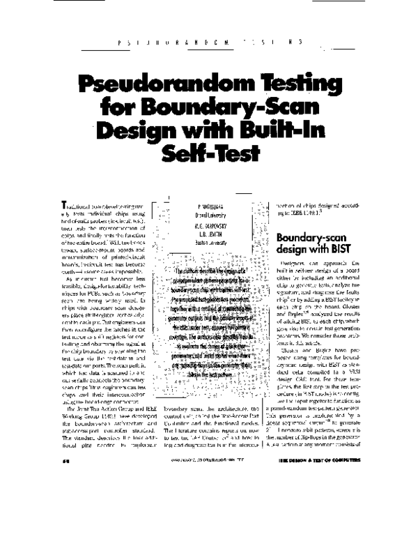 Pdf Pseudorandom Testing For Boundary Scan Design With Built In Self
