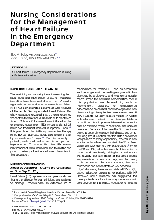 (PDF) Nursing considerations for the management of heart failure in the ...