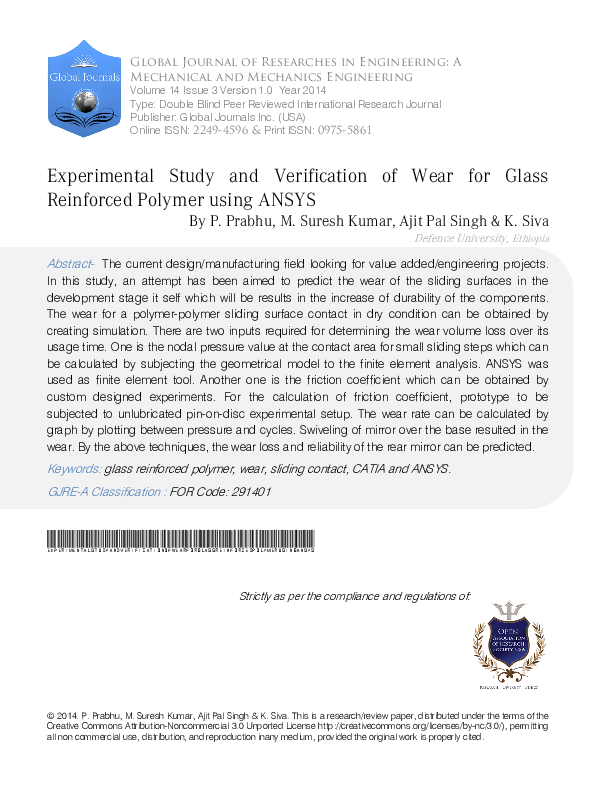 (PDF) Experimental Study and Verification of Wear for Glass Reinforced ...