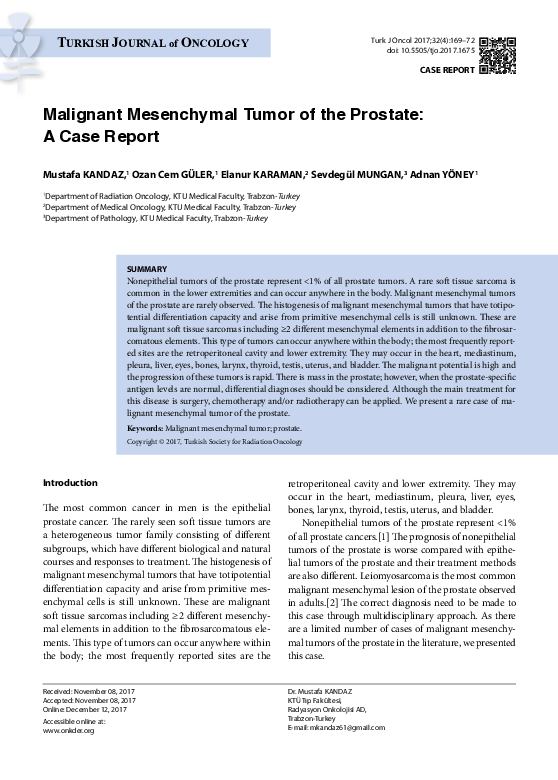 (PDF) Malignant Mesenchymal Tumor of the Prostate: A Case Report ...