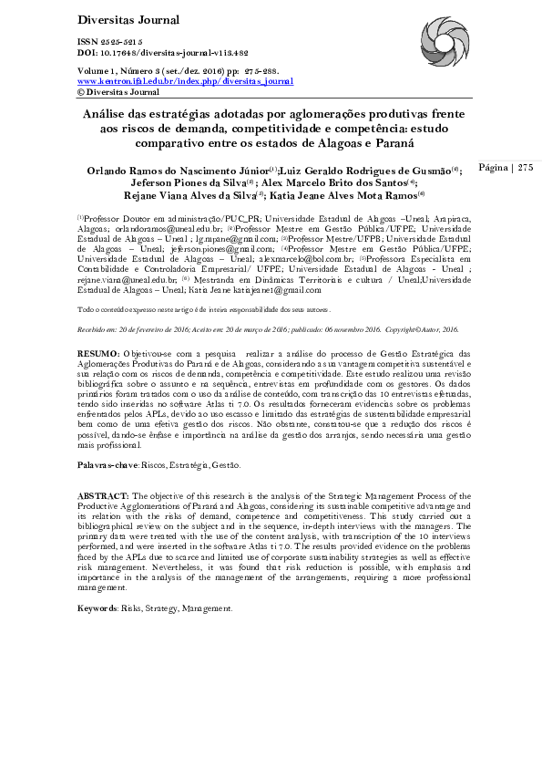 (PDF) Análise das Estratégias adotadas por Aglomerações produtivas ...