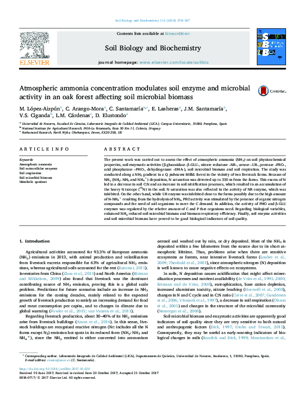 (PDF) Atmospheric ammonia concentration modulates soil enzyme and ...