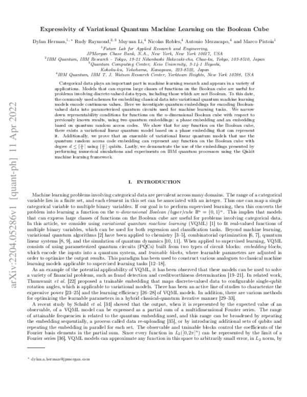 (PDF) Expressivity of Variational Quantum Machine Learning on the Boolean Cube