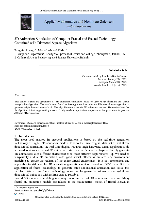 Pdf 3d Animation Simulation Of Computer Fractal And Fractal Technology Combined With Diamond