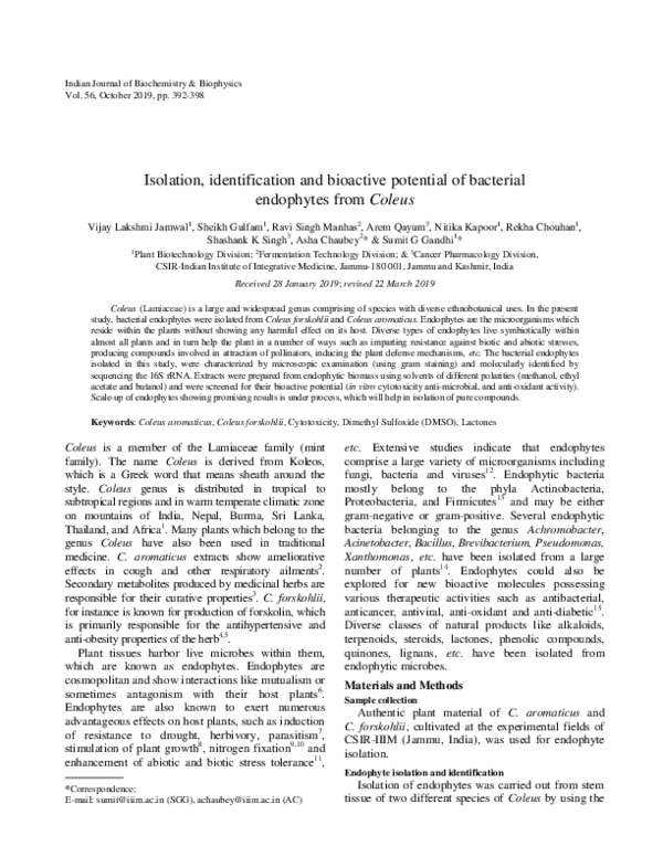 (PDF) Isolation, identification and bioactive potential of bacterial ...