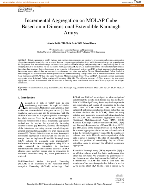 (PDF) Incremental aggregation on MOLAP cube based on n-dimensional ...