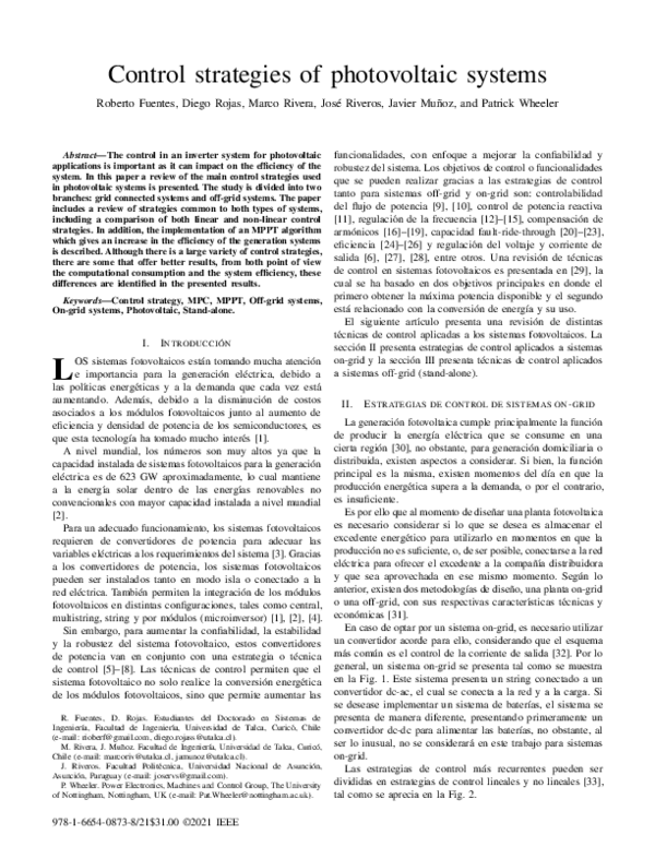 (PDF) Control strategies of photovoltaic systems