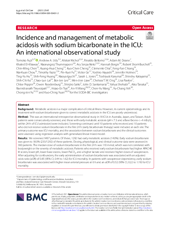 (PDF) Incidence and management of metabolic acidosis with sodium ...